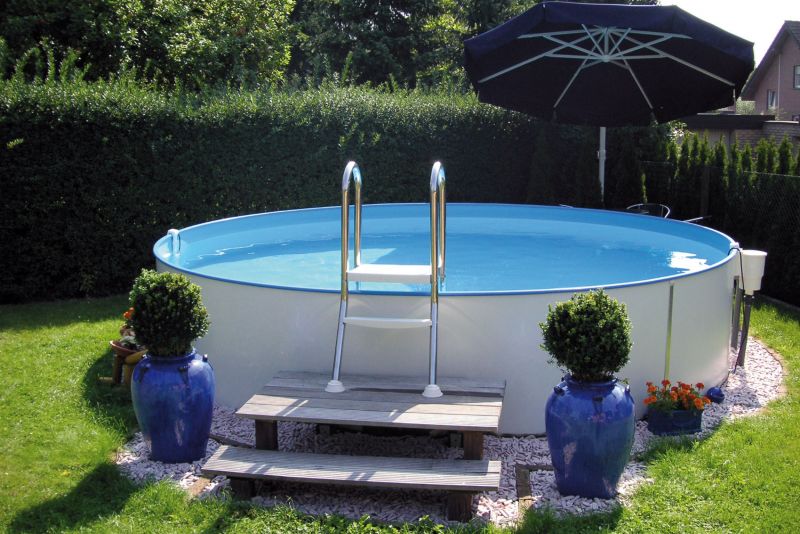 BWT Aufstellbecken Set Rund 1,35 Meter Folie 0,8mm Grau | Ø 6,00 | Grau ...